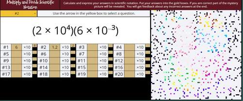 Multiply and Divide Scientific Notation Christmas Math Pixel Art Winter
