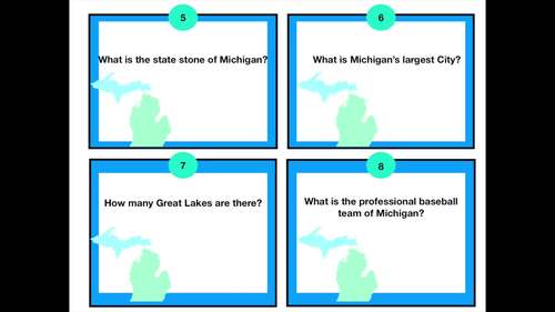 Michigan Fun Fact Task Cards Distance Learning by Second Grade Poppy
