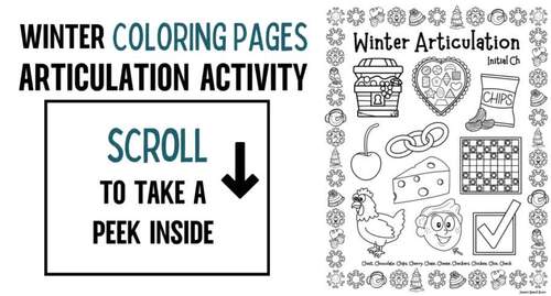 Winter Affricates Articulation Coloring Pages (CH, J) by Jennie's ...