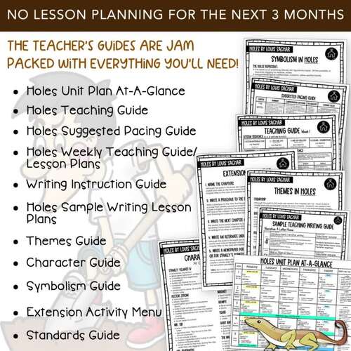 PRINT & TEACH | 10 WEEK UNIT Holes Novel Study Reading & Writing