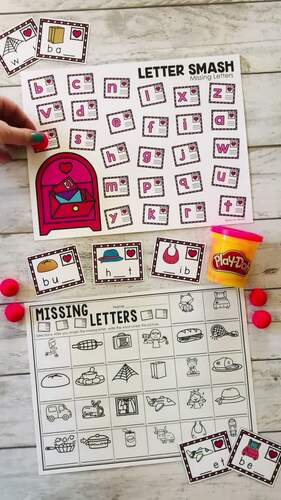 Valentine Smash Game for Missing Letters - CVC Beginning, Medial, & Endings
