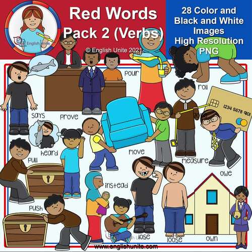 Clip Art - Red Sight Words Bundle by English Unite Clip Art | TPT