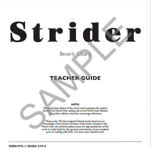 Strider Novel Units® Teacher Guide Novel Study | TPT
