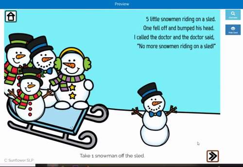 5 Little Snowmen Interactive Nursery Rhyme Winter BOOM Cards for Speech ...