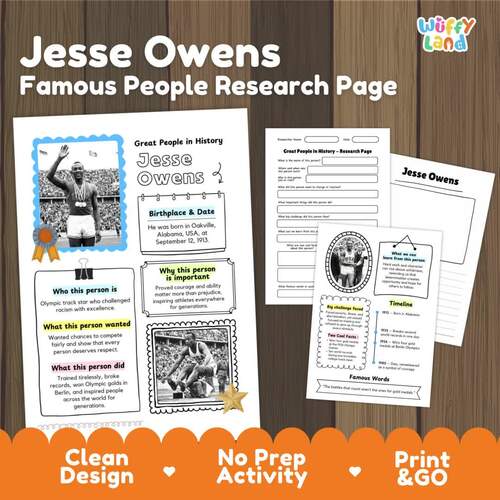 Jesse Owens Research Project | Black History Month & Olympics Activity