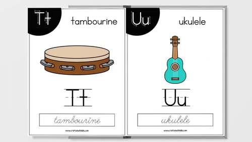 Instruments A-Z Poster Tracing Writing Prompt Activities | TPT