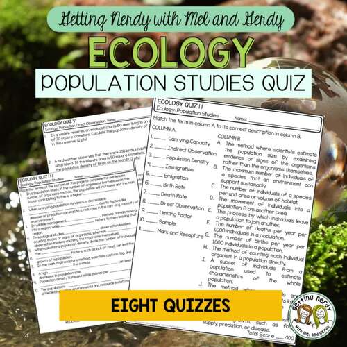 Ecology & Ecosystems Population Size Density Studies Quizzes - Assessments