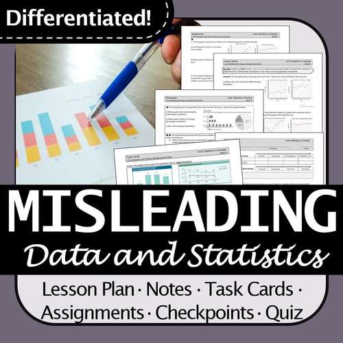 Misleading Data Mini Unit | Notes, Tasks, Review, Quiz | Authentic Stats!