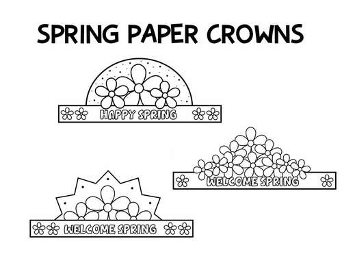 Spring Paper Crown, Elementary Craft Activity, Paper Crown Craft for Kids