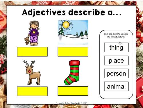 Parts of Speech Christmas Adjectives Google Slides ™ Distance Learning