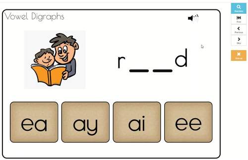 Vowel Digraphs ai ay ea ee, Digital Task Cards (Printable) | TpT