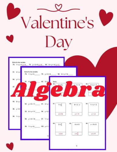 Love & Algebra: Valentine's Day Math Worksheets Bundle | Equations ...