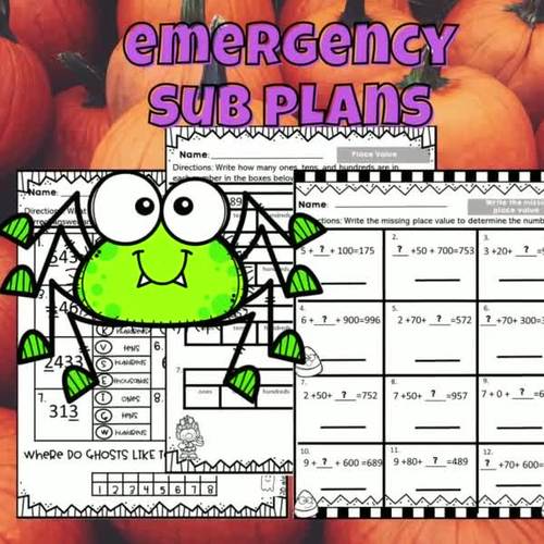 Emergency Math Sub Plans | 3rd | Halloween | Low-prep | Independent ...