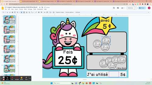 BUNDLE: L'argent (50¢/50$).2 Google Slides™ + 4 quiz by Mme Bock