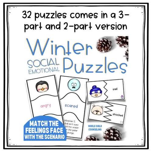 Winter Naming Feelings Matching PUZZLES Social-Emotional Learning