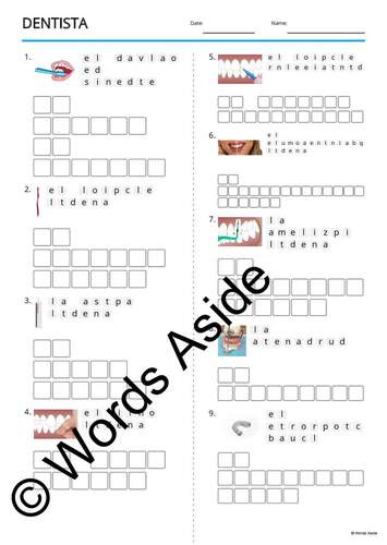 Spanish Vocabulary Worksheets Flash Cards Crossword Word Search Anagram ...