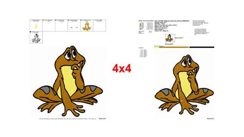 Adorable Cartoon Pensive Frog with Hand on Chin Embroidery Designs ...