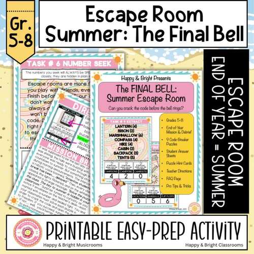 End of Year Summer Escape Room for Middle School, End-of-Year Activity ...