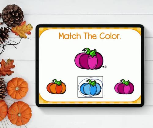 Fall Halloween Matching Colors Boom Cards - Identifying Colors with Audio