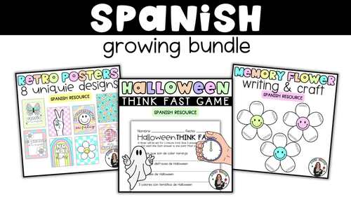 Spanish Writing Crafts and Activities Bundle for Holidays and Seasons