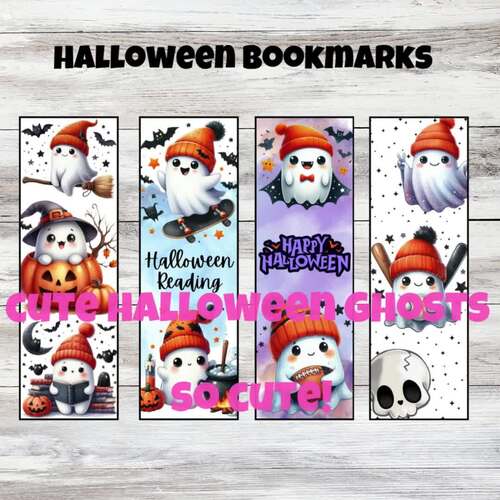 Retro Orange Ghost Halloween Bookmarks for Reading Fun Printable