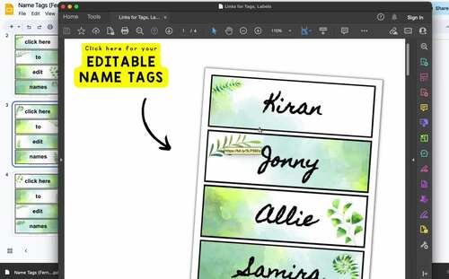 Editable Nature Student Desk Name Tags Name Plate Labels Classroom Template