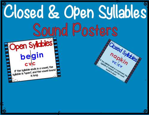 Open & Closed Syllables Roll It Read It Game Cards Plus Posters