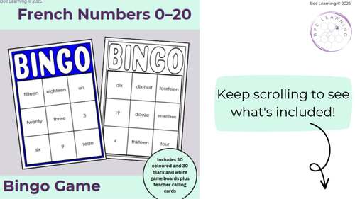 French Numbers 0–20 Bingo Game | Beginner Vocabulary Listening Game