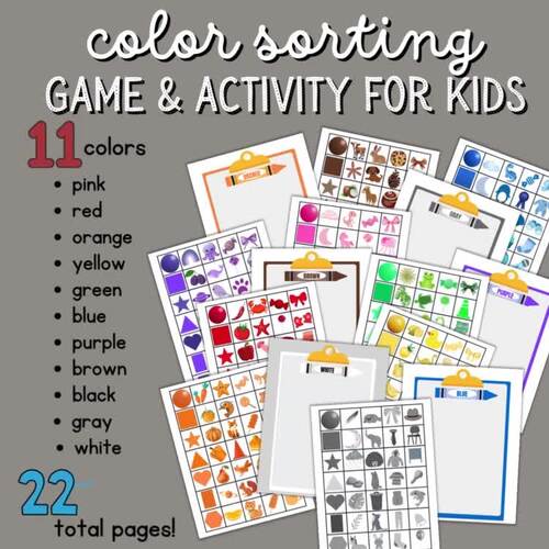 Color Sorting Game for Kids | Printable Color Matching Activity | Learn ...