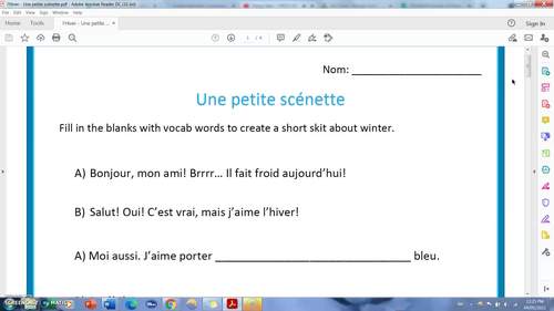 Une activité de l'hiver - Une petite scénette (A French winter-themed skit)
