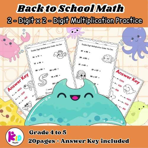 2-Digit × 2-Digit Multiplication Worksheets | Back to School | Grades 4–5