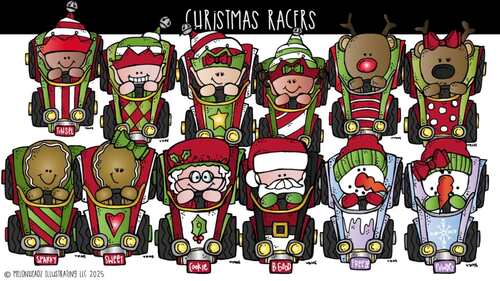 Christmas Racers clip art, Race Car, Santa COLORED Version | TPT