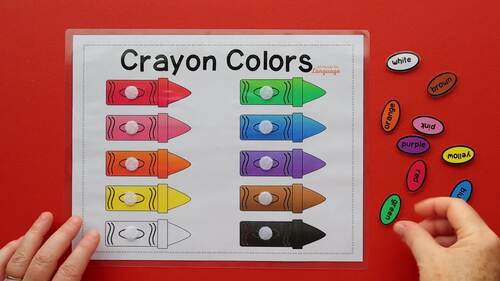Crayon Colors Matching Activity, Put the Color Labels on the 10 Crayons