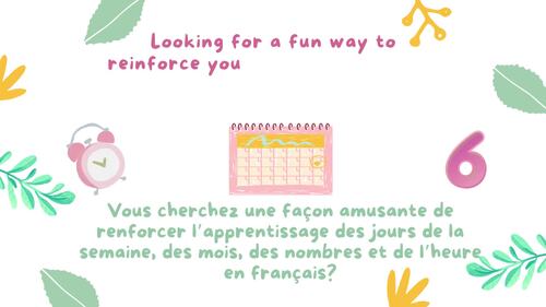 Bingo! French Vocabulary Practice | Nombres | Heure | Mois | Jours de ...