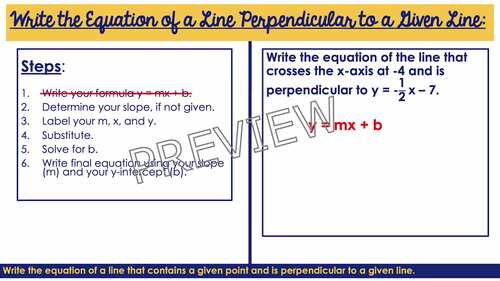 Writing Equations of Perpendicular Lines Through a Given Point PowerPoint