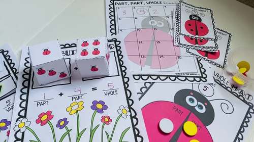 Ladybug Part Part Whole Work mat task cards and games with headband