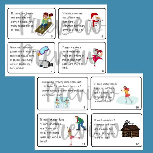 Winter Multiplication Word Problems Task Cards by Bilingual Teaching ...