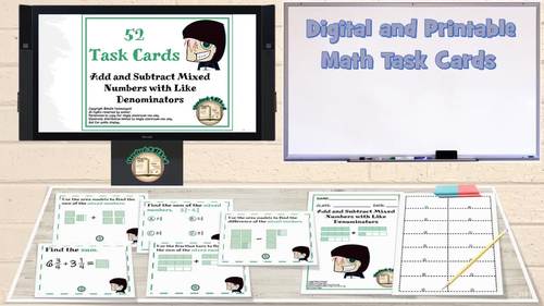 Adding and Subtracting Mixed Numbers: Math Task Cards by Math Technologist