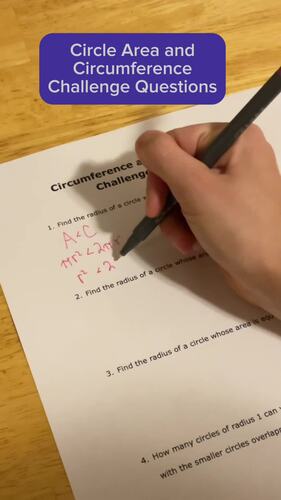 Circumference and Area of a Circle Challenge Questions by Justin Time ...