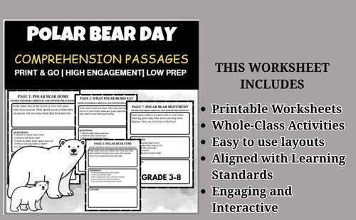 Polar Bear Day Literacy Pack | 20 Nonfiction Passages with Q&A | Grade 2–6