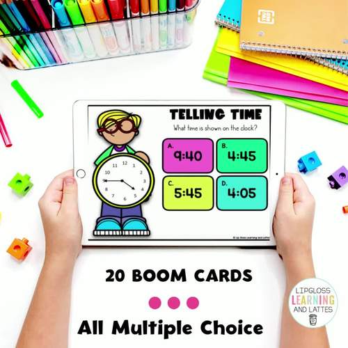 Telling Time Activities Time to the Nearest 5 Minutes Boom Cards