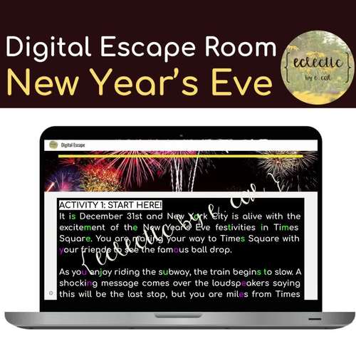 New Year's Eve Math Digital Escape Room - Winter activities - 2022
