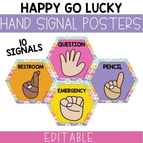 Retro Hand Signal Posters / Editable Hand Signal Posters / Happy Go Lucky