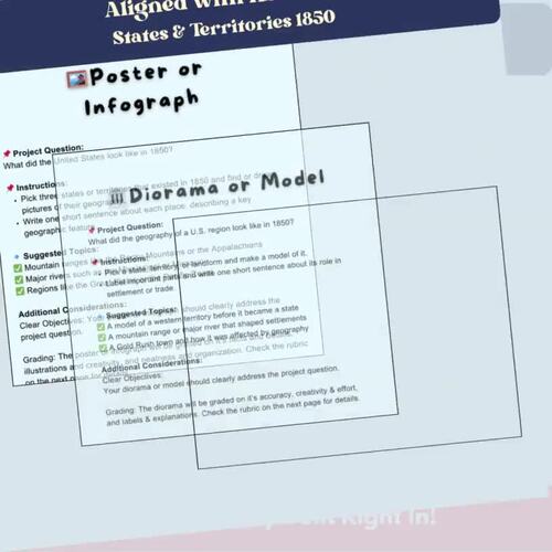 Mapping America, 1850 States & Territories Choice Board PBL (HSS 5.8.2)