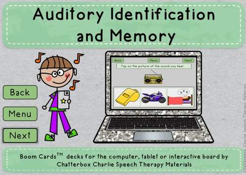 Auditory Identification and Auditory Memory Boom Cards | TPT