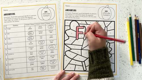 Fall ELA Review Color by Number Coloring Activity by Imaginative ELA