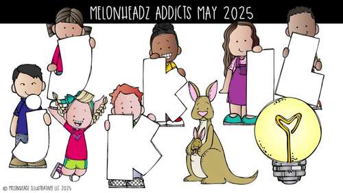 Melonheadz Addicts May 2025 clip art, Alphabet Mini by Melonheadz Clipart
