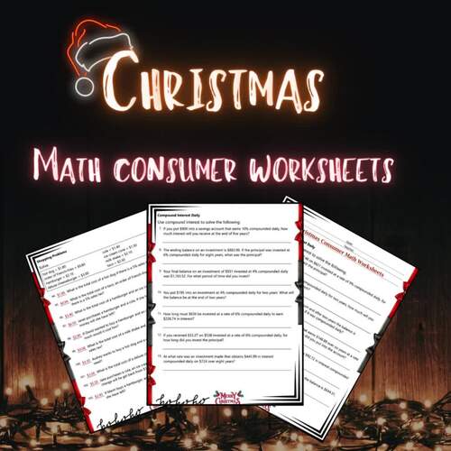 Christmas Math Consumer Math (Discounts, Wages, Interest) Shopping Problems
