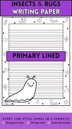 Insects And Bugs Border Writing Paper With Blank, Lined And Picture Box ...