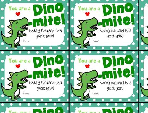 Dinosaur Beginning of Year Gift Tag- You are a Dino-mite! Looking ...